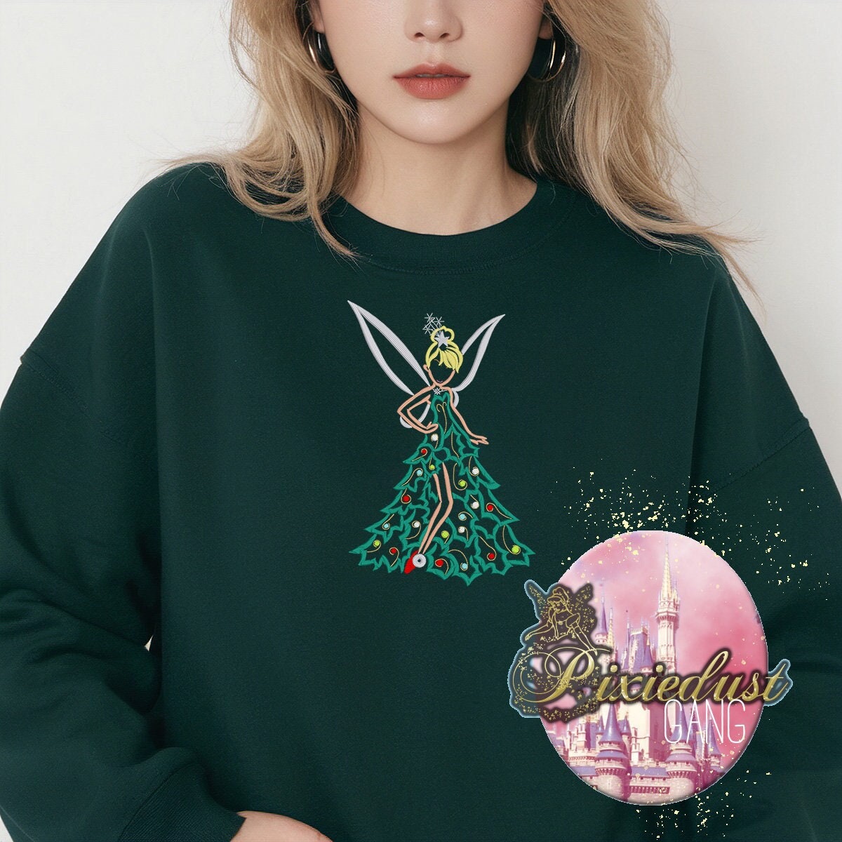 Tinkerbell Christmas Tree Embroidered Tshirt. Tinkerbell Christmas ...