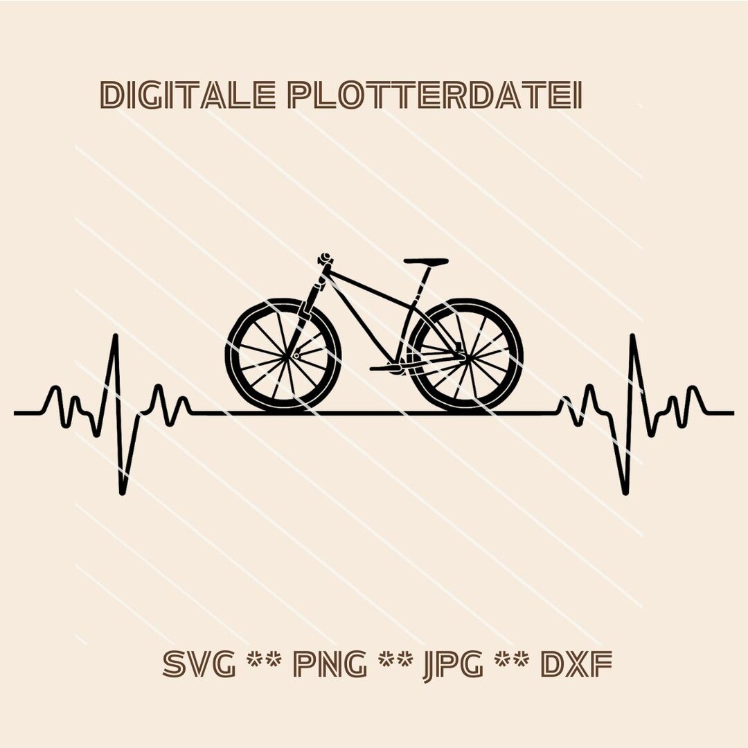 Plotter File SVG Heartbeat Mountain Bike Hardtail Bicycle Cutting ...