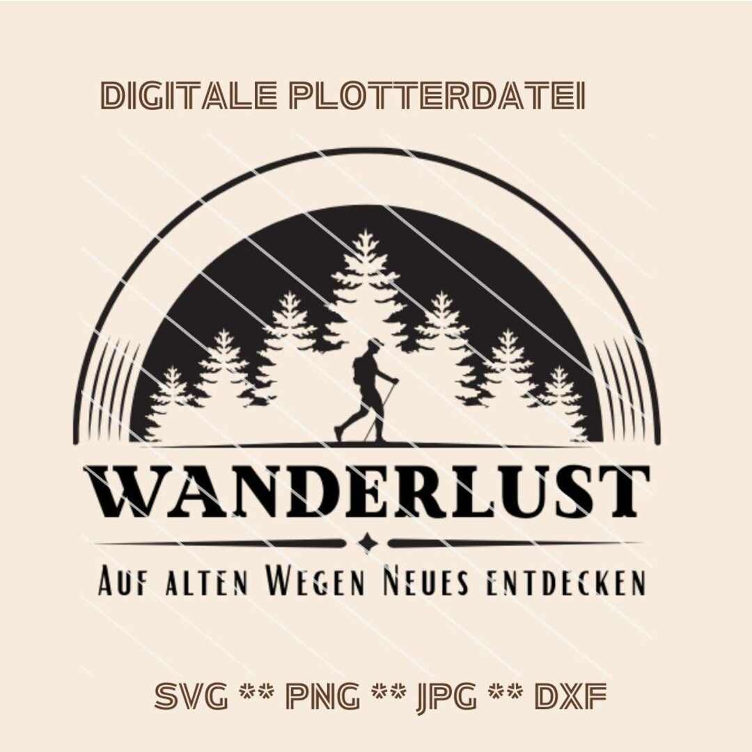Plotter File Wanderlust Mountains SVG – Mountain Motif Hiking Outdoor ...