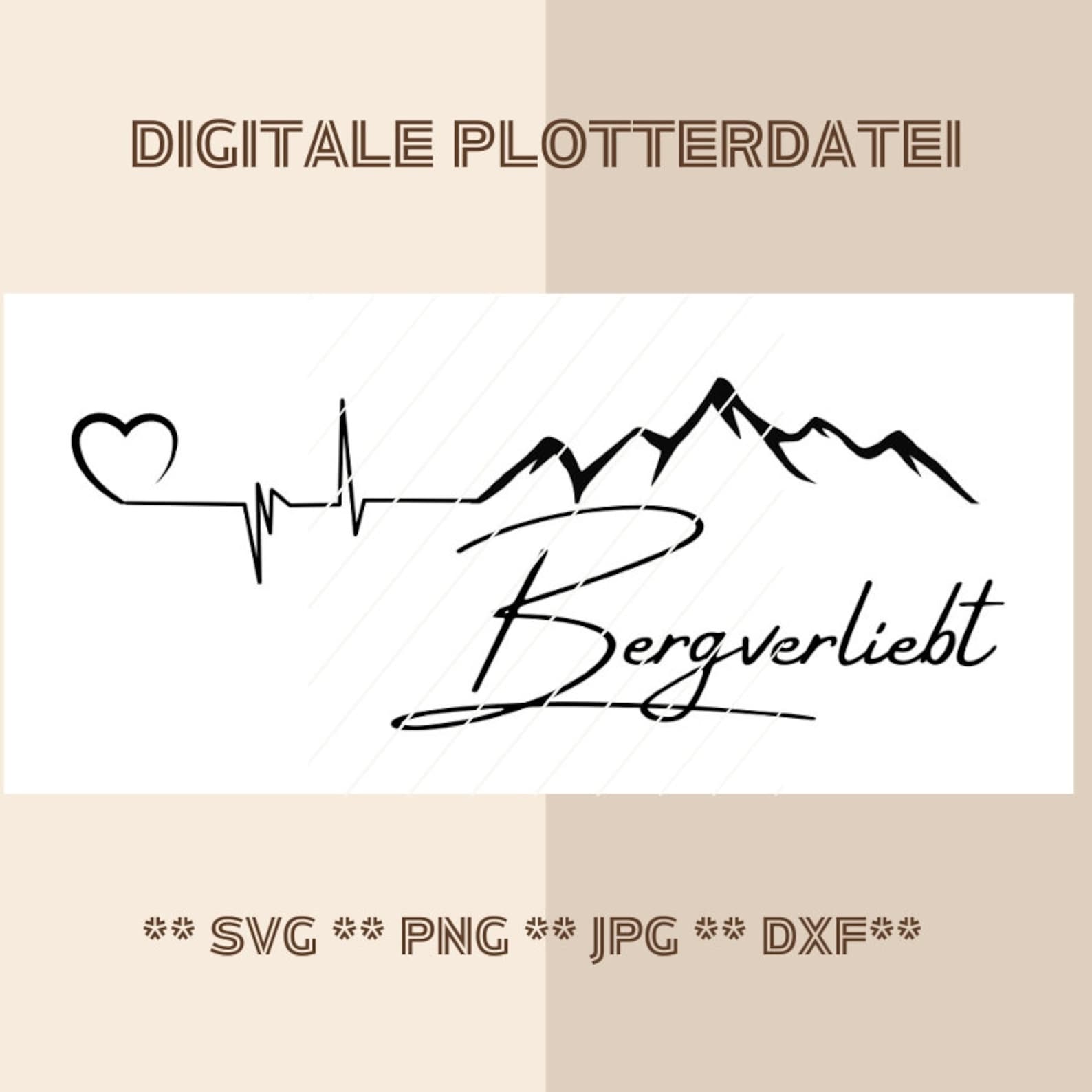 Plotterdatei Herzschlag ekg Bergverliebt digitaler download Muster Vorlage svg png jpg dxf ...