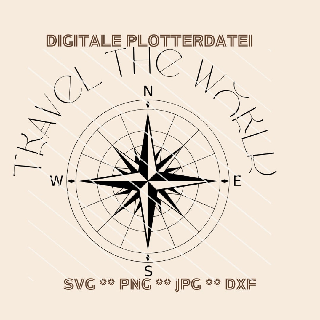 Plotter File Compass SVG Travel the World Plotter Template Compass ...