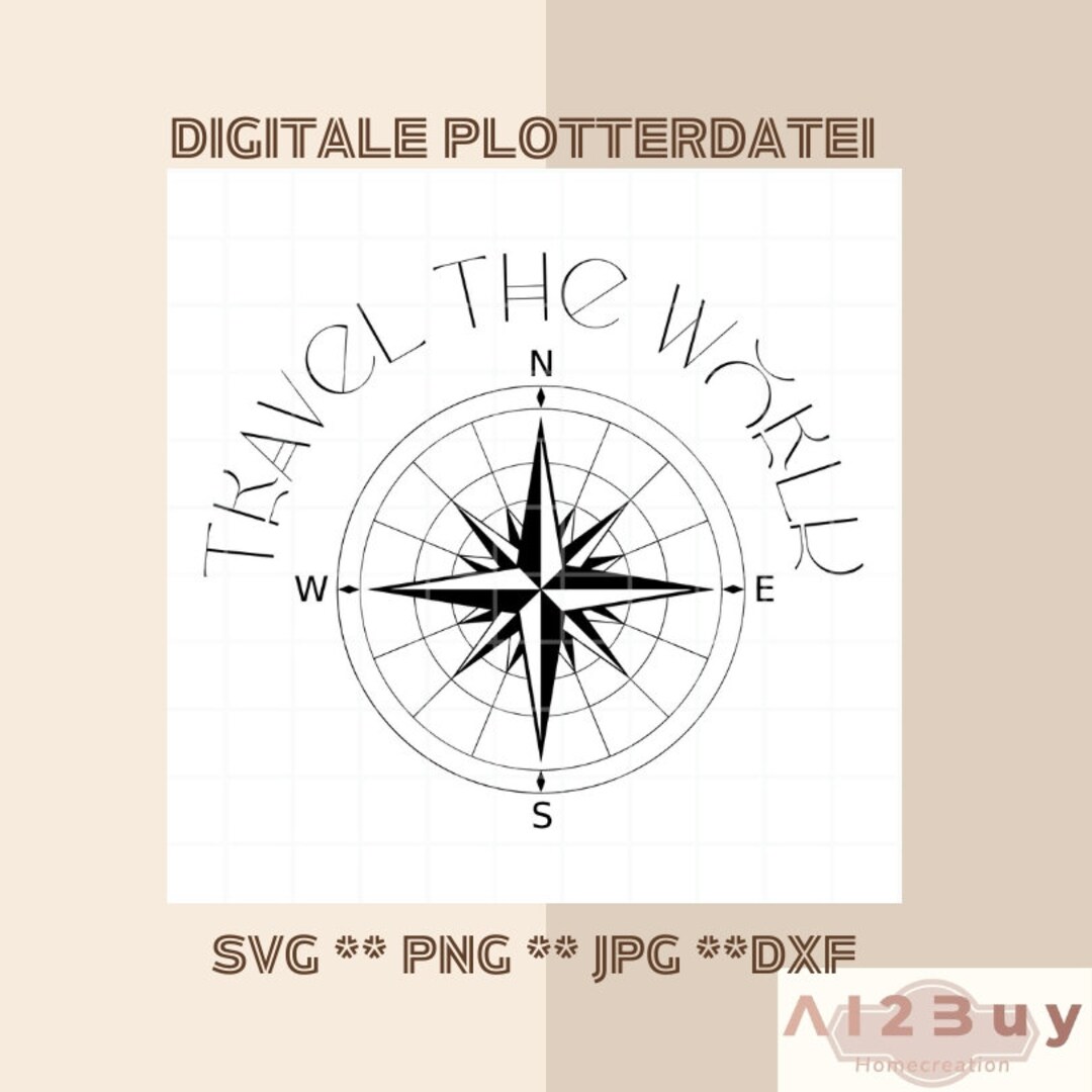 Plotter File Travel the World Compass Globetrotter Svg Png Jpg Dxf ...
