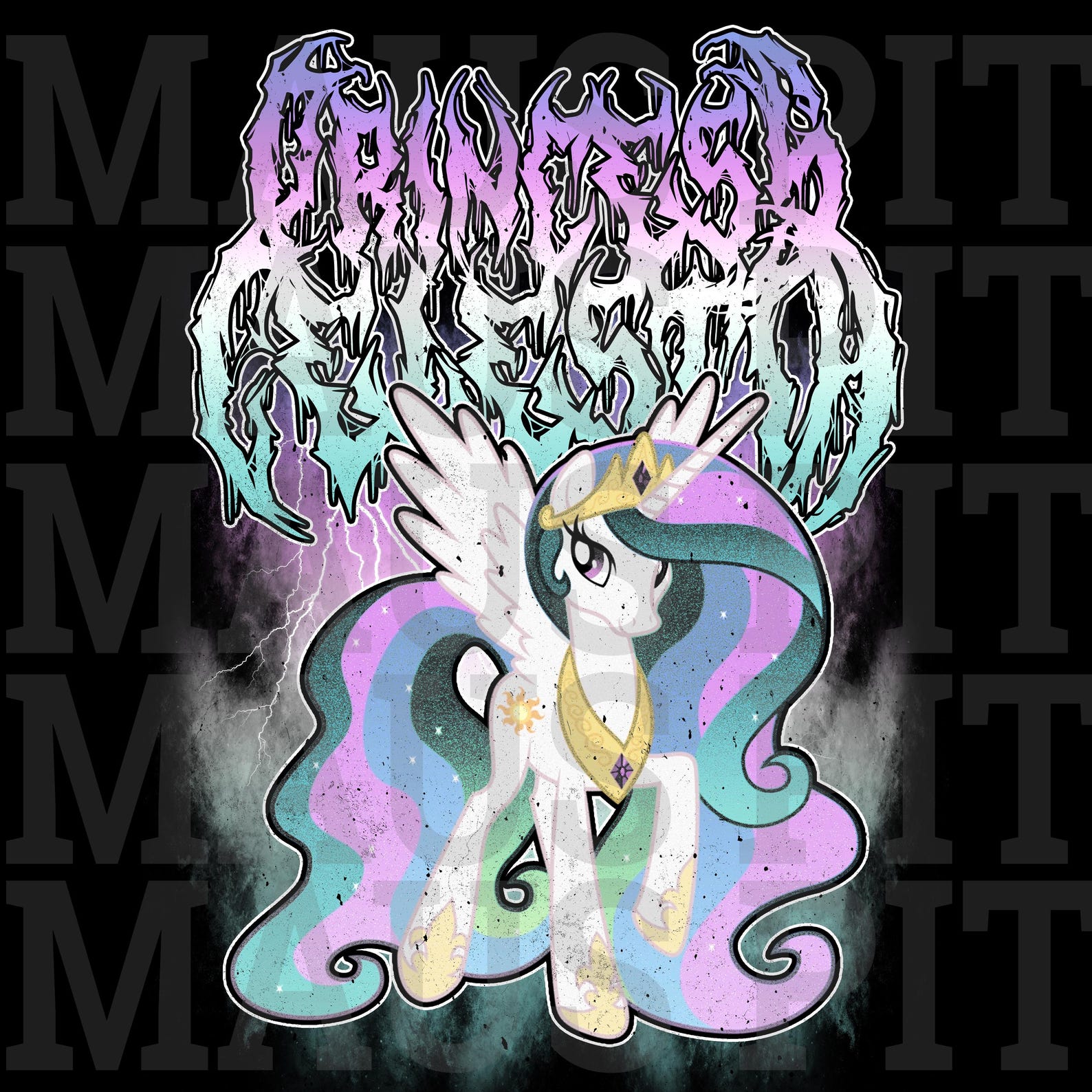Princess Celestia My Little Pony Metal Shirt: Unisex Goth Punk Tee ...