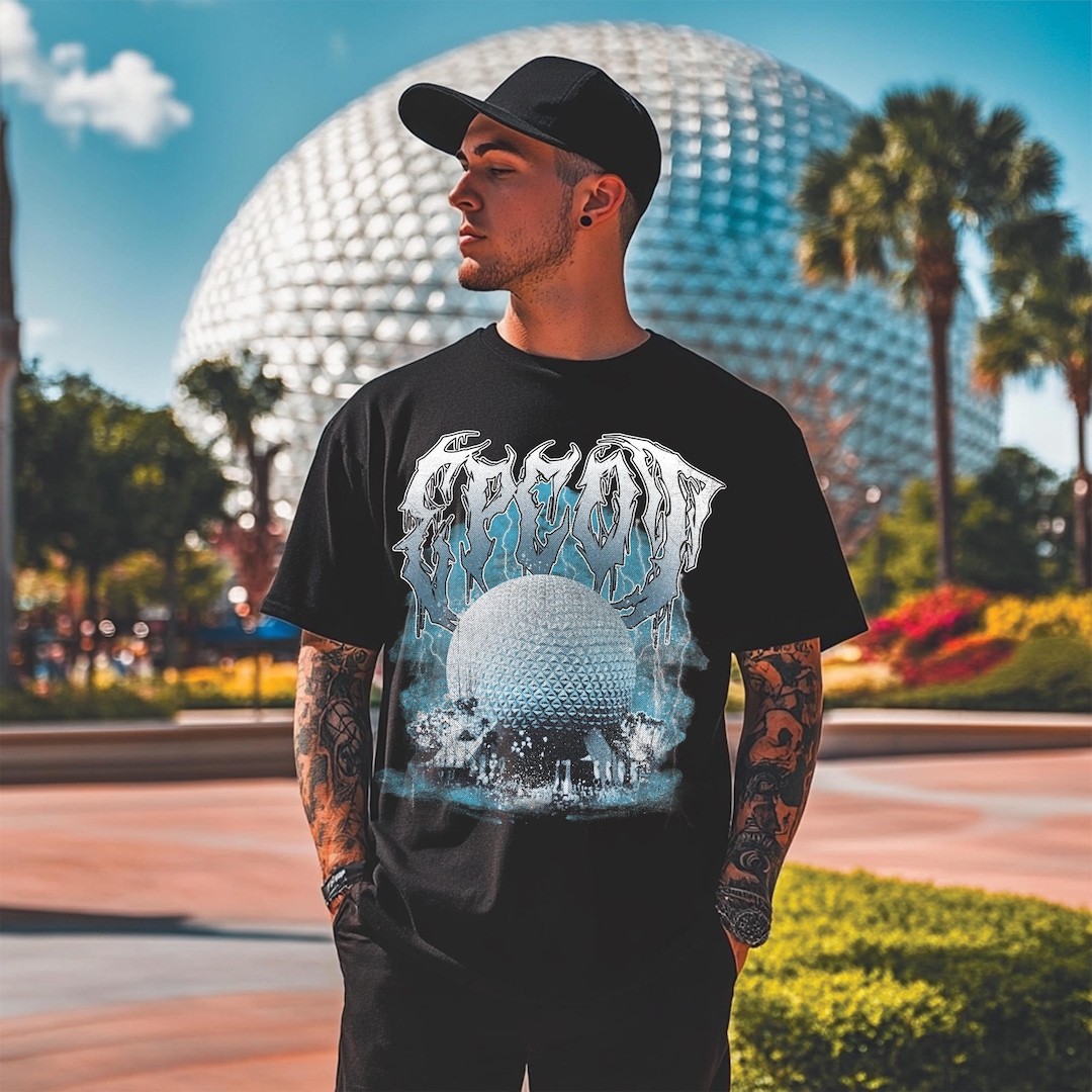EPCOT Disney Park Metal Shirt Blue: Unisex Disney Goth Punk Tee ...