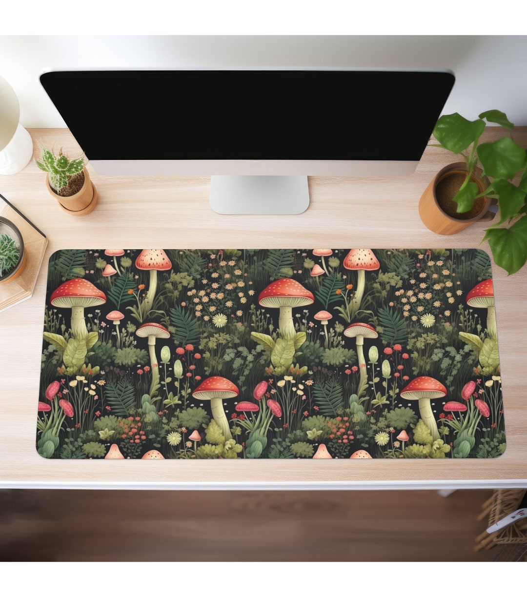 Cottagecore Desk Mat, Mushroom Desk Mat, Dark Cottagecore Desk Mat ...