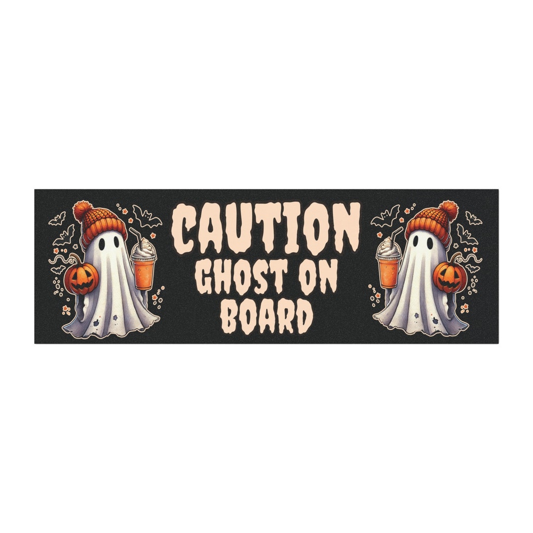 Halloween Bumper Magnet Sticker Funny Caution Ghost on Board Car Magnet ...