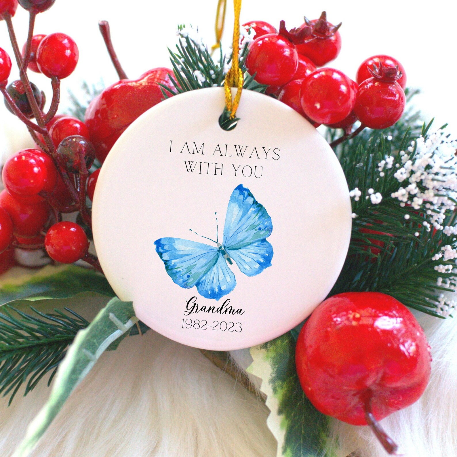 Custom Christmas Butterfly Ornament, Butterfly Memorial Ornament ...