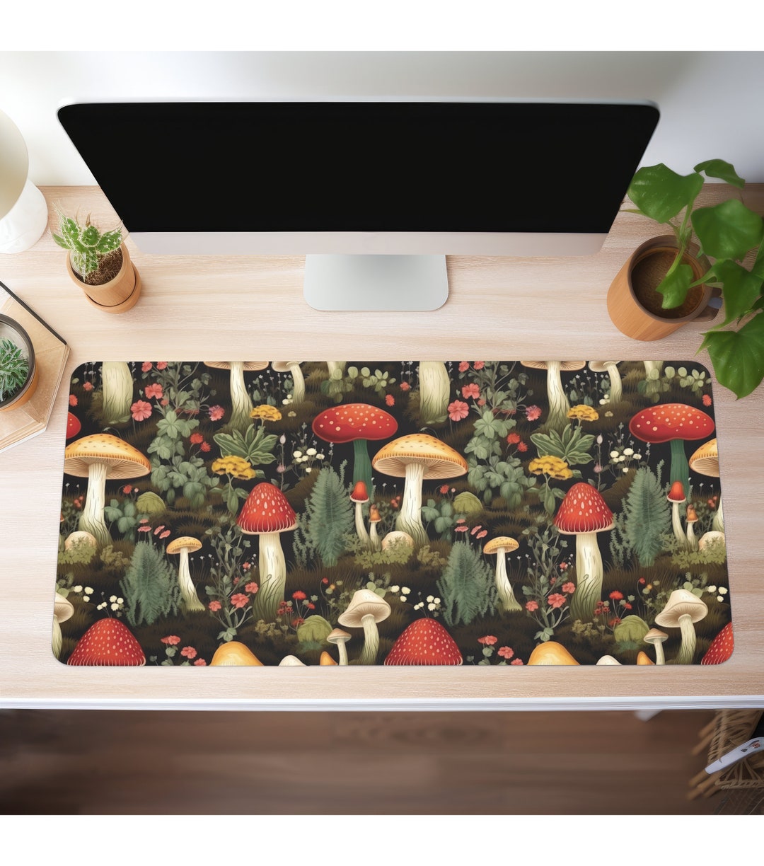 Cottagecore Desk Mat, Mushroom Desk Mat, Dark Cottagecore Desk Mat ...