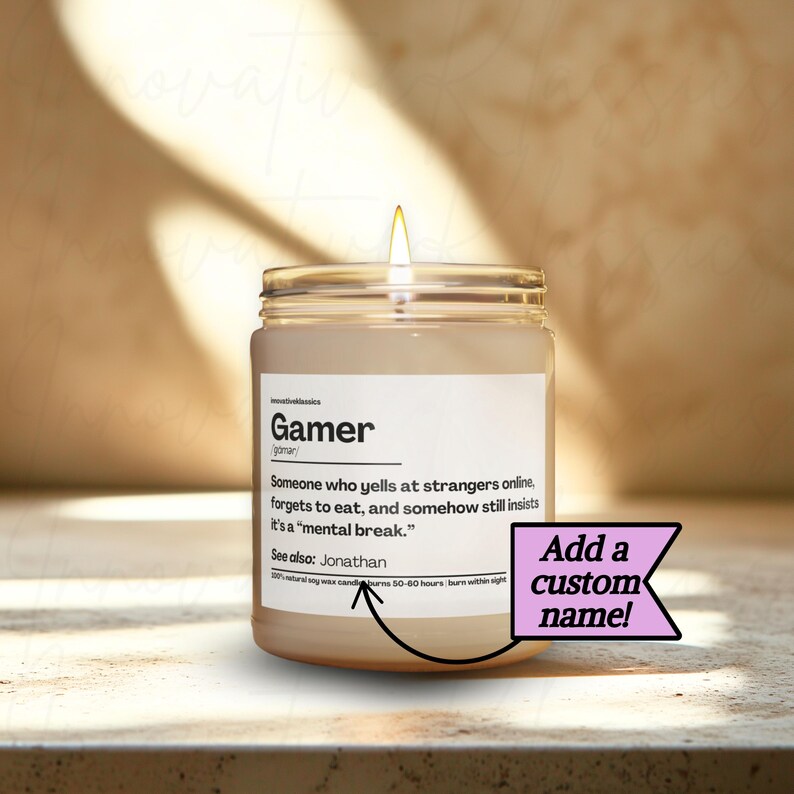 Funny Gaming Gifts for Men Women Custom Gamer Candle Personalized ...