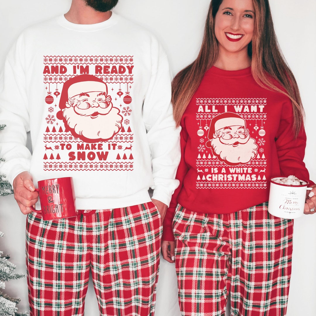 Matching Christmas Couple Sweaters Funny, Holiday Couples Sweatshirt ...