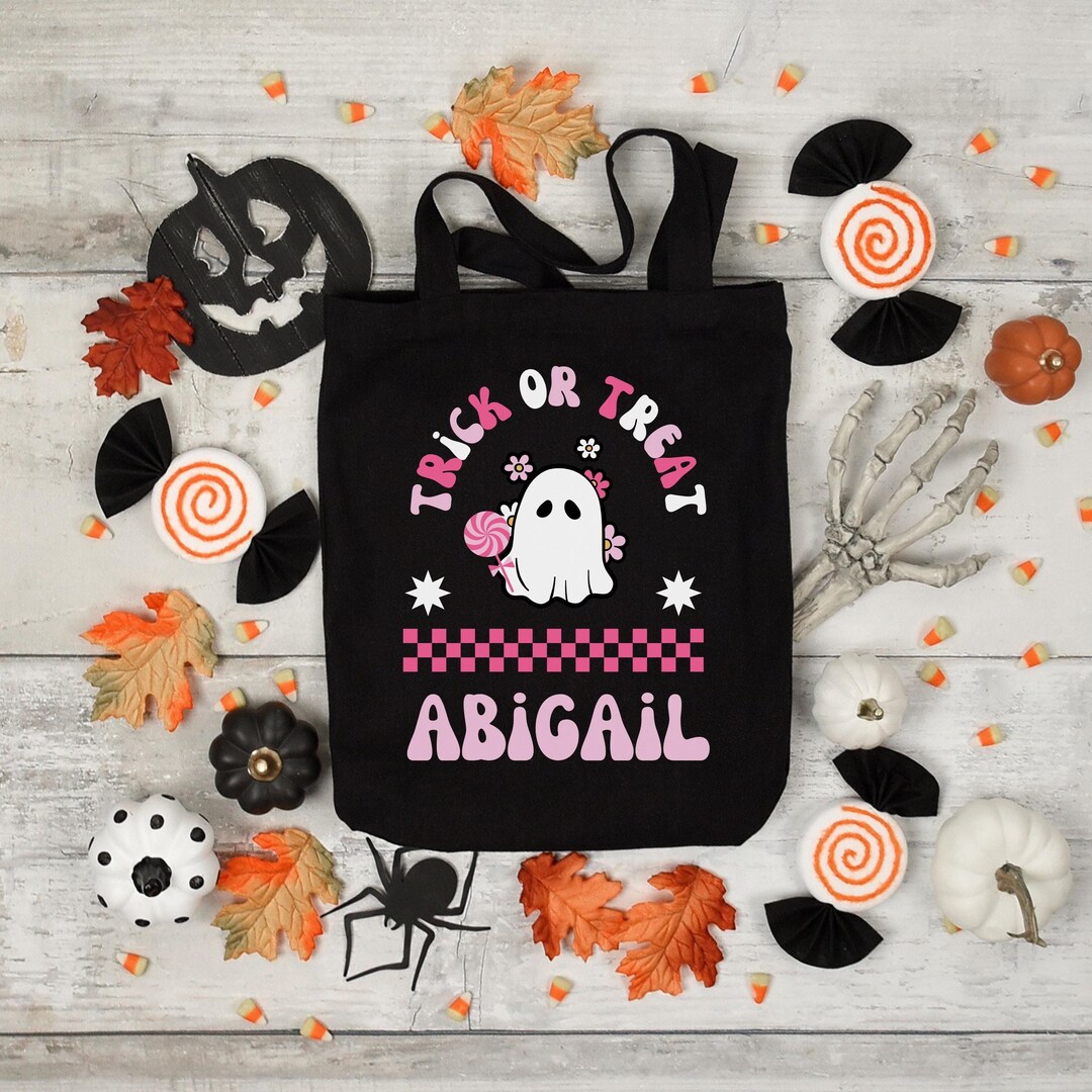 Personalized Halloween Trick or Treat Tote Bag for Kids Custom Name ...