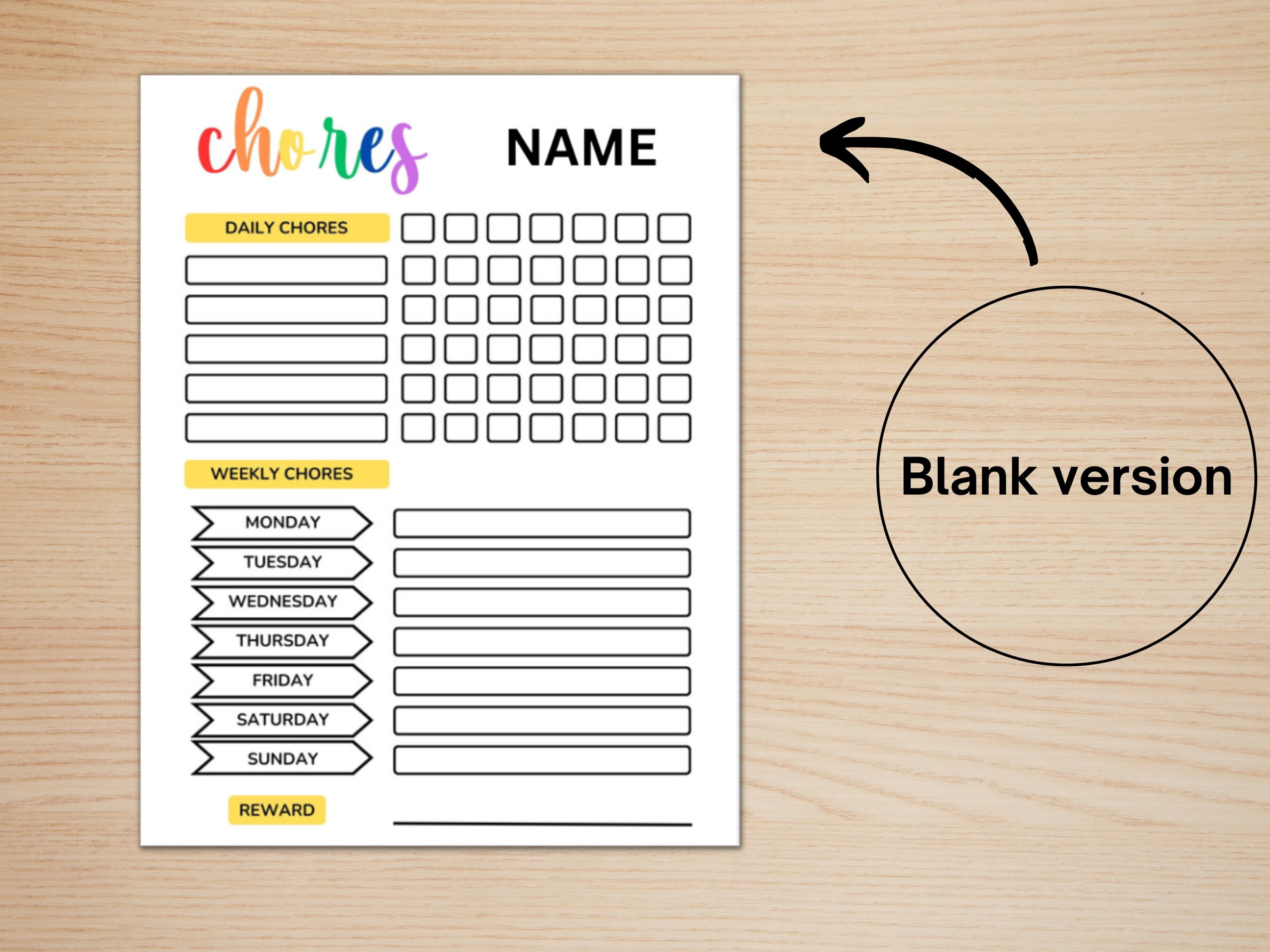 EDITABLE Chore Chart for Kids Responsibility Chart for Kids - Etsy