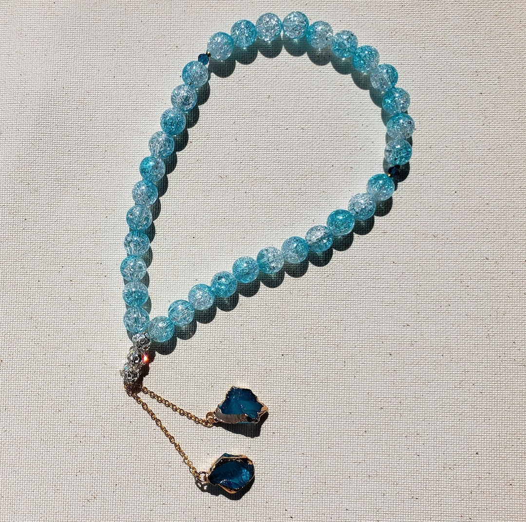 Handmade Tasbih, Dhikr Beads, Ice Blue Bead Tasbih, Muslim Prayer Beads ...