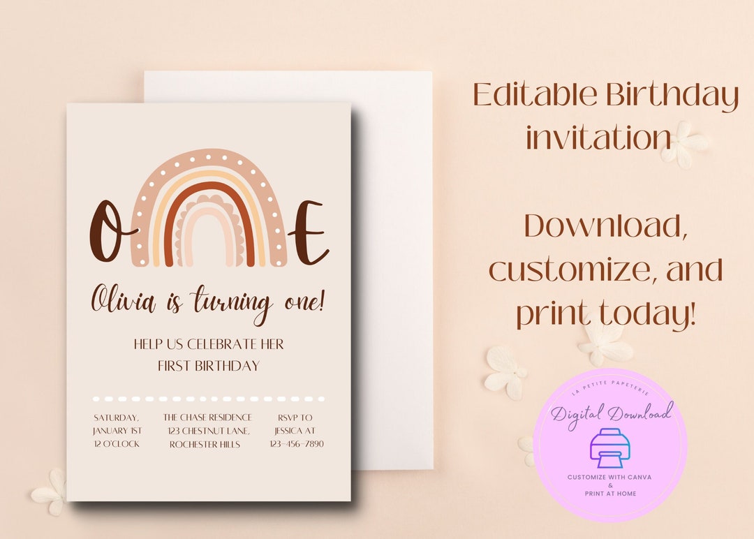 Boho Rainbow First Birthday Invitation - Etsy