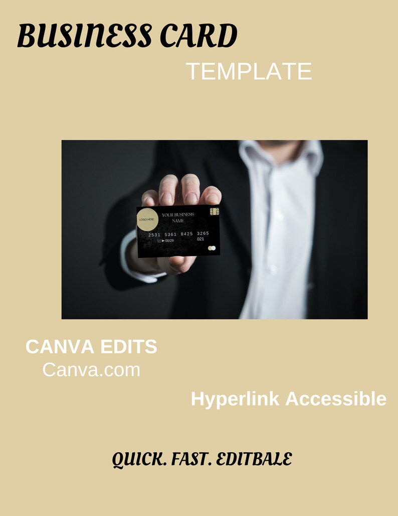Business Credit Card Themed Template. Canva Editable. - Etsy