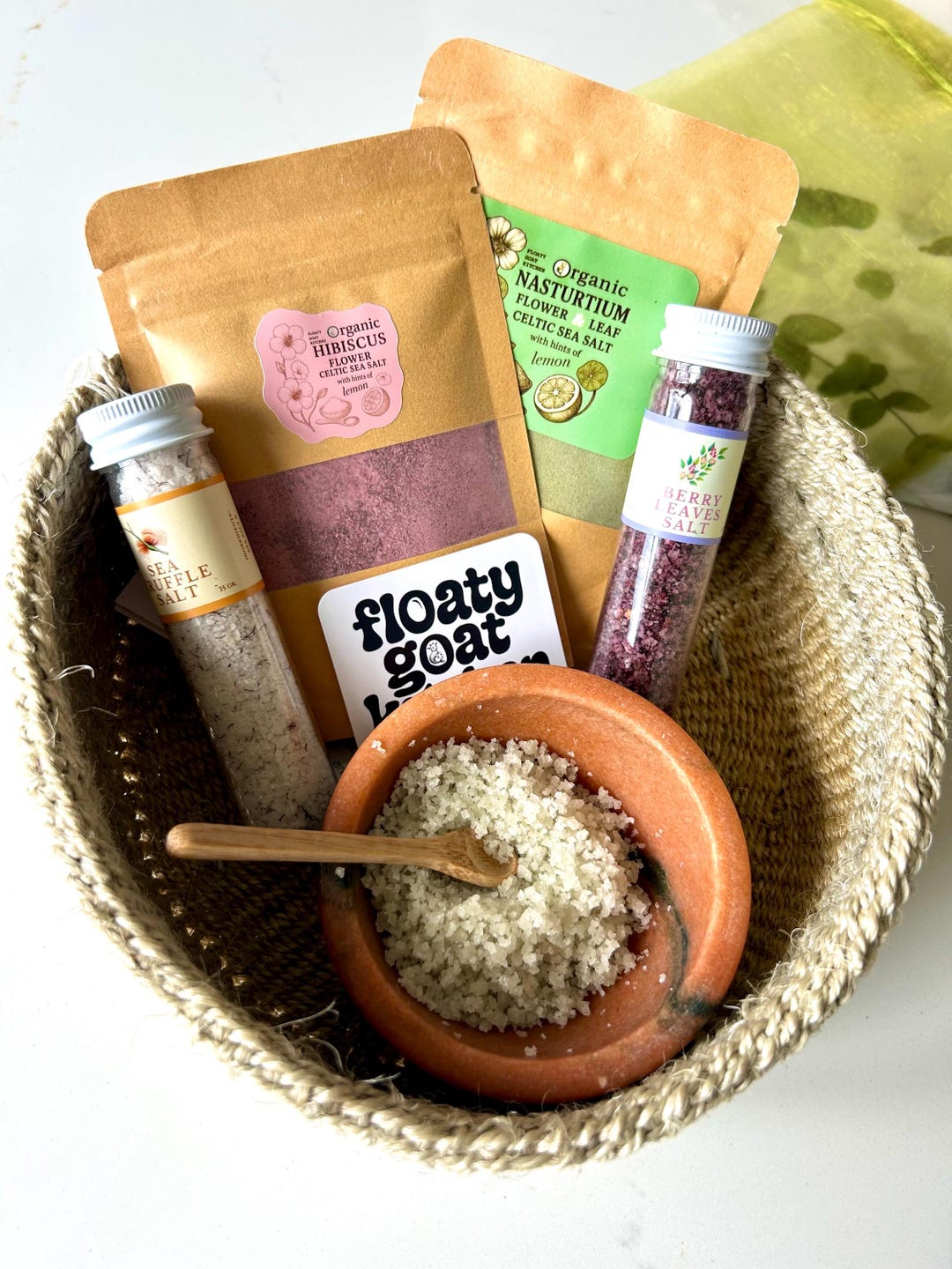 Artisanal Salt Gift Set With Marble Bowl & Handwoven Basket - Etsy