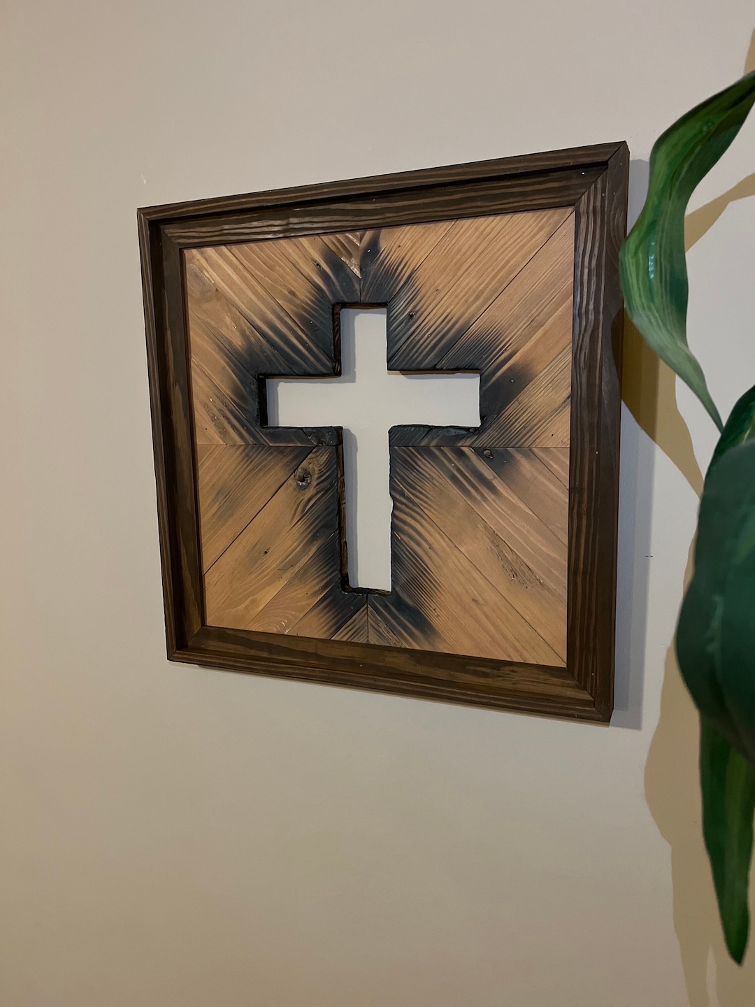 Burning Wooden Cross - Wall Art - Etsy