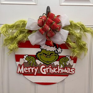 Merry Grinchmas Front Door Decor Christmas Grinch Front Porch Sign Wall ...