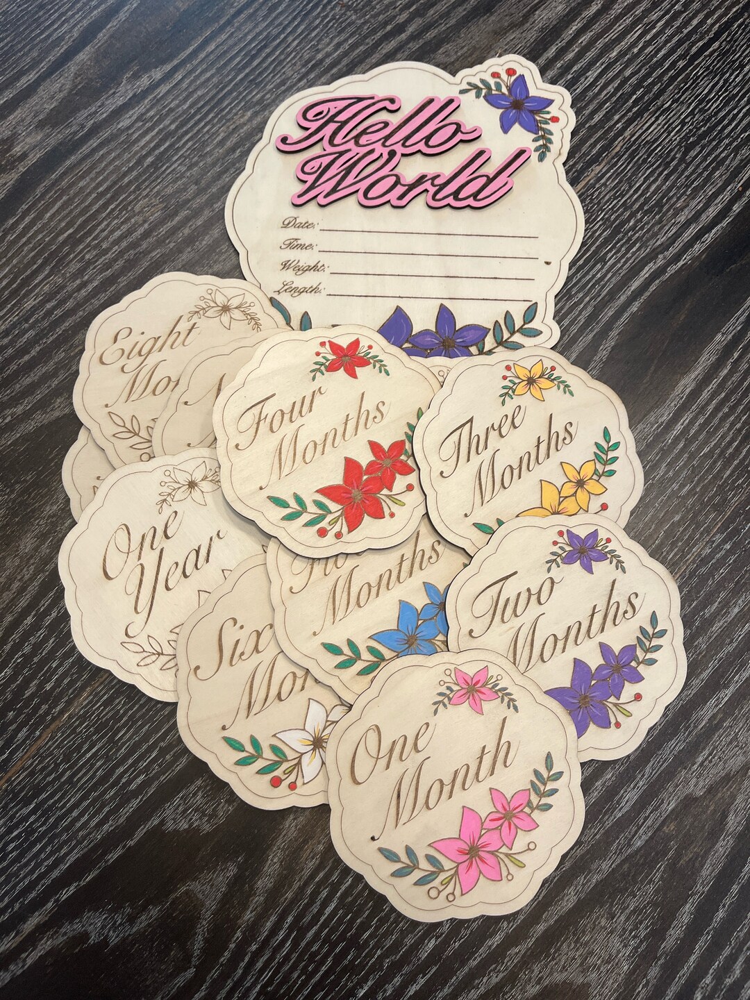 Baby Milestone Photo Props Hello World 12 Months Tile Props - Etsy