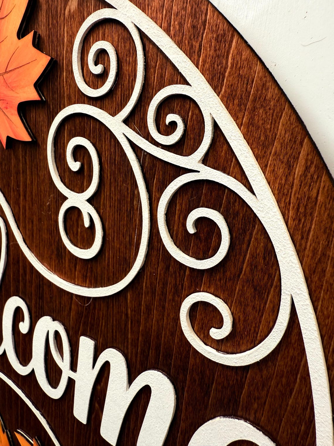 Rustic Fall Welcome Sign: Handmade Wooden Maple Leaf Door Hanger - Etsy