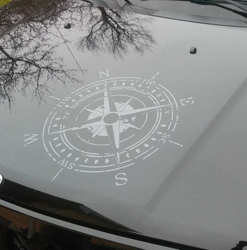 Vinyl Distressed Style Compass Hood Decal Window Decal Fits - Etsy