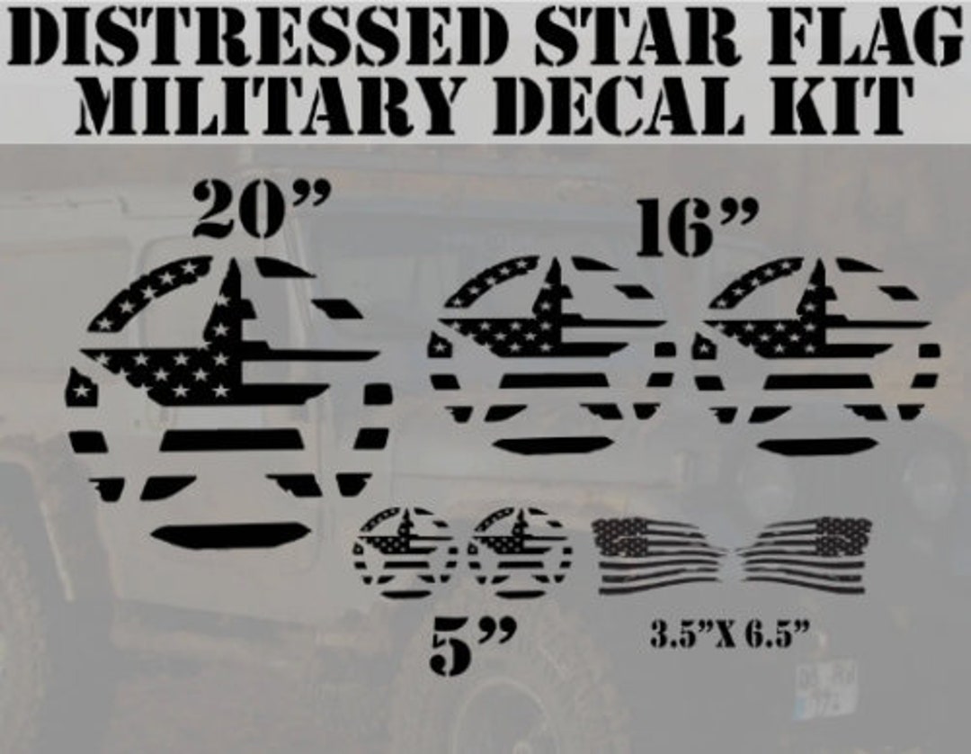 Vinyl American Flag Style Military Star Hood 7 Decal Kit Window Decal ...
