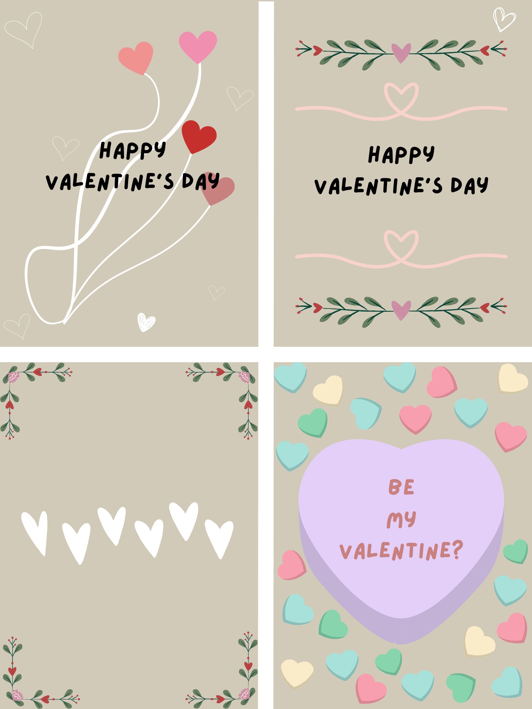 PRINTABLE Valentine's Day Cards | Neutral Toned Valentine's Day Cards ...