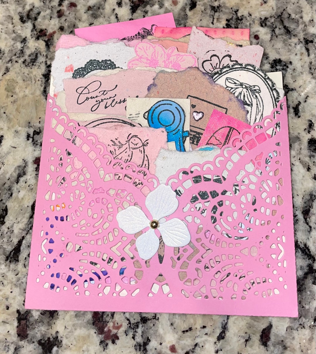 Hand Stamped Ephemera Pocket - Etsy
