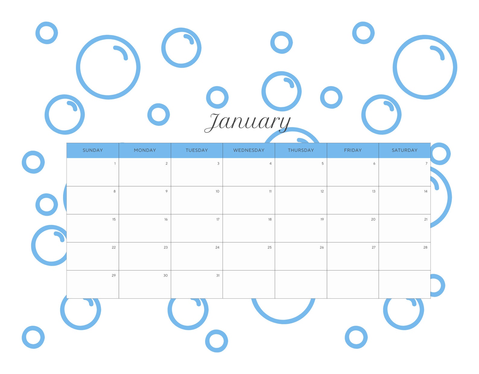 2023 Bubble Calendar - Etsy