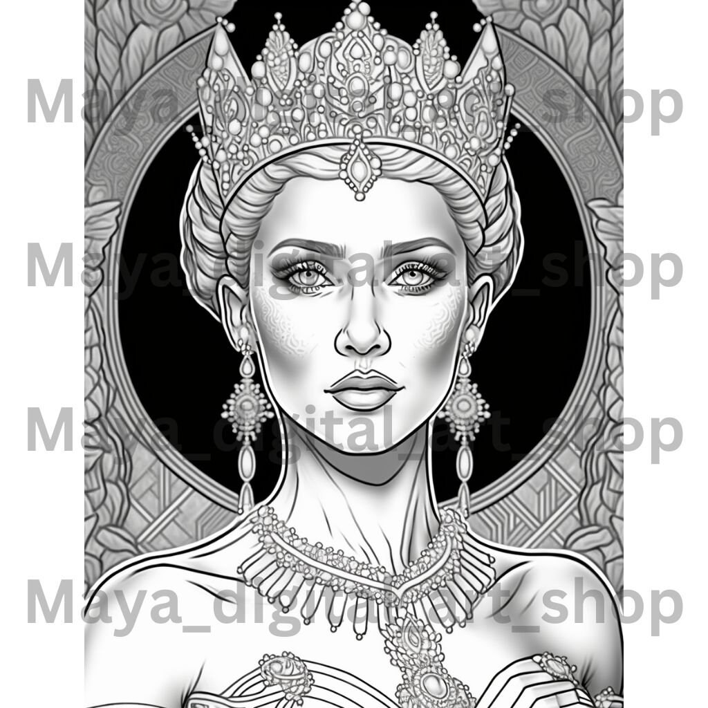 The Best Coloring Pages Queens of Different Styles Black and Withe ...