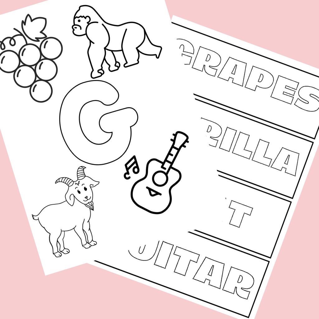 52 Printable Alphabet Coloring Pages With Word Cards for Kids PDF - Etsy