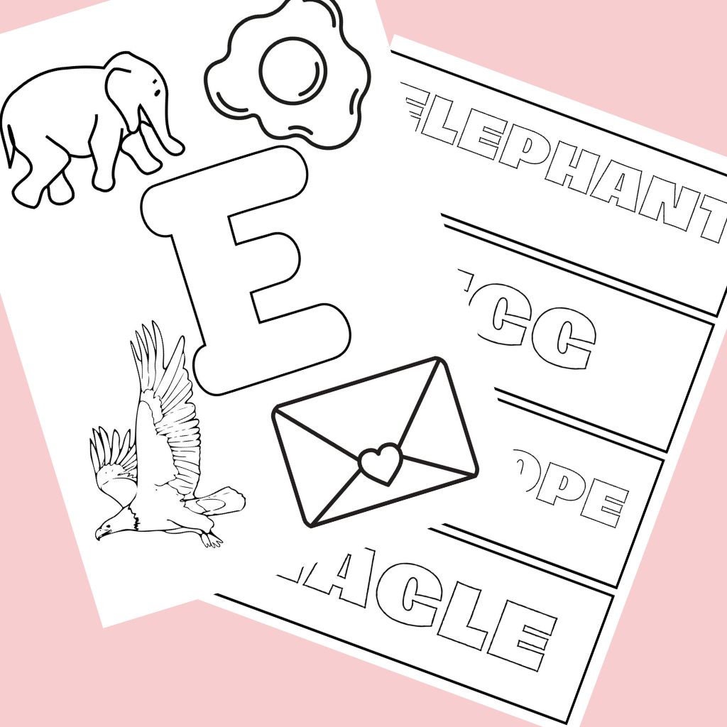 52 Printable Alphabet Coloring Pages With Word Cards for Kids PDF - Etsy