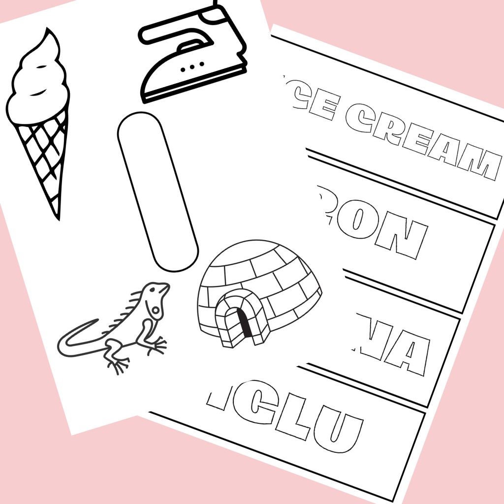 52 Printable Alphabet Coloring Pages With Word Cards for Kids PDF - Etsy