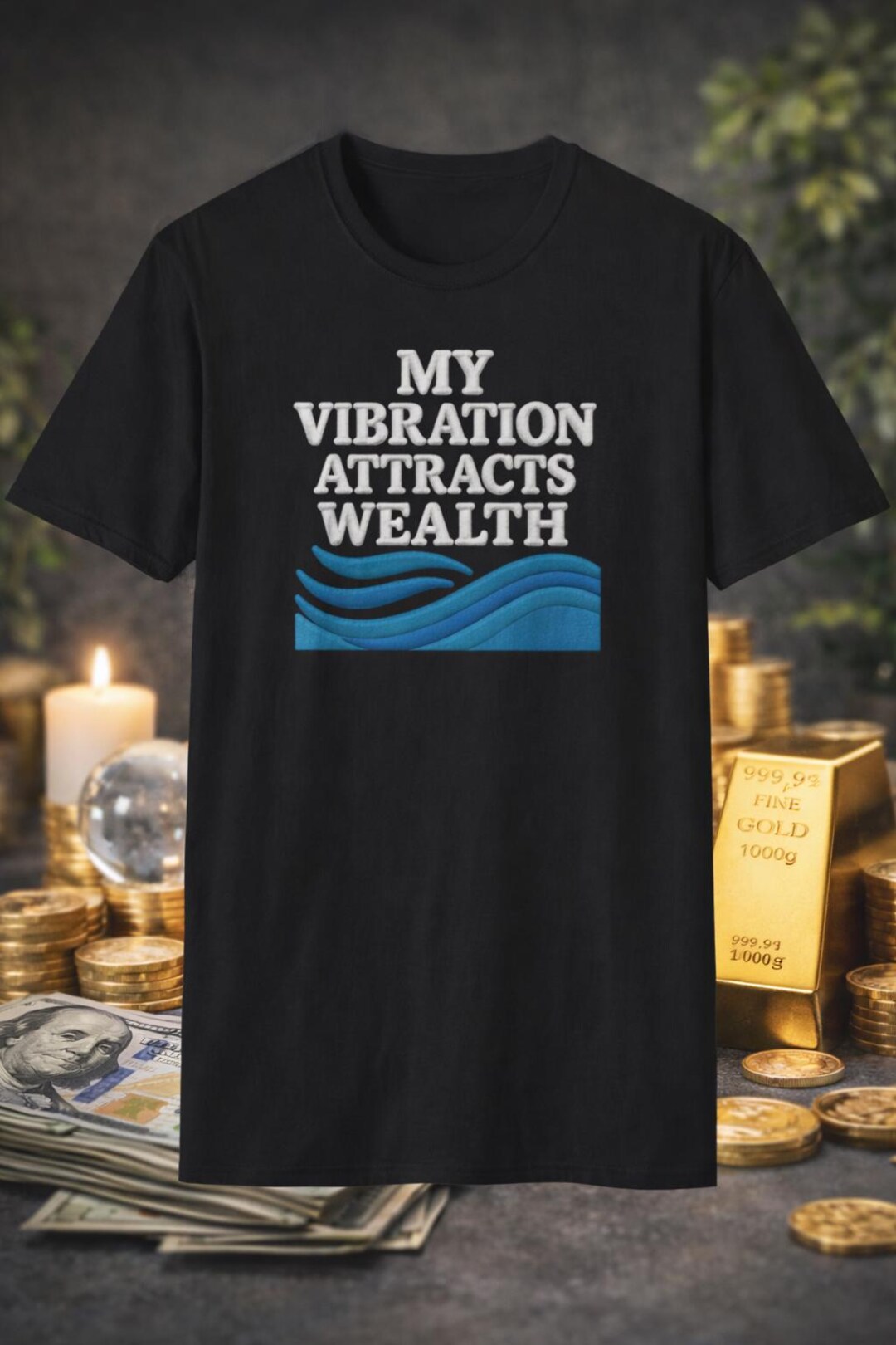 My Vibration Attracts Wealth T-shirt | Manifestation Wave Graphic - Etsy