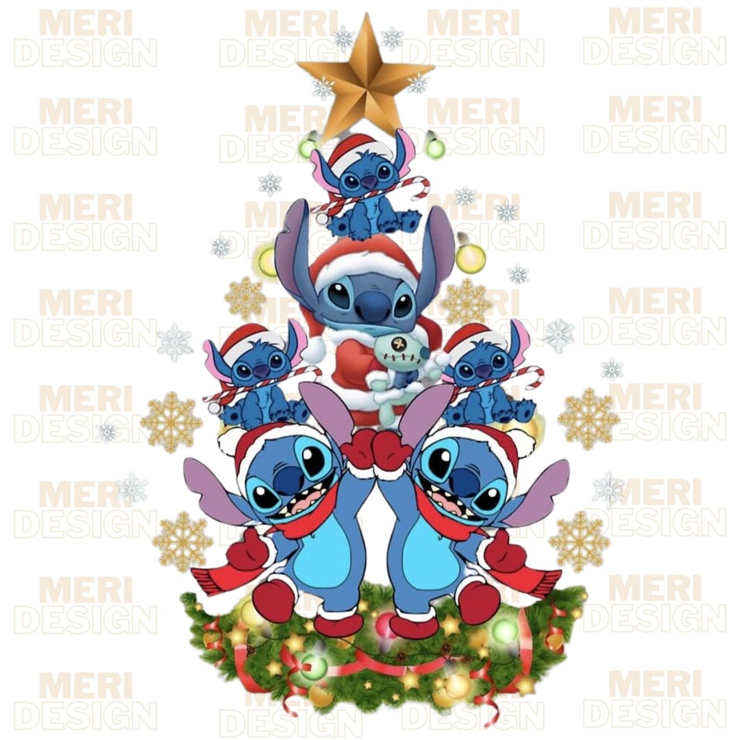 Christmas Stitch PNG, Stitch Christmas Lights Svg, Stitch Santa Hat ...