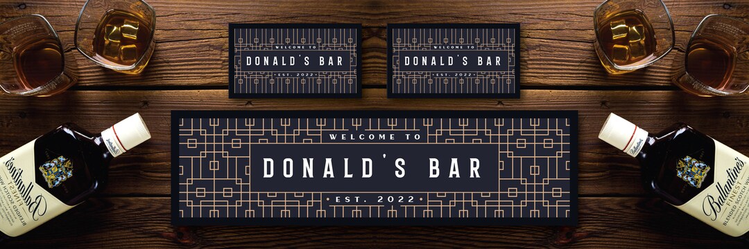 Bar Mat for Home Pub Personalised Your Pub Name and Customised Black ...