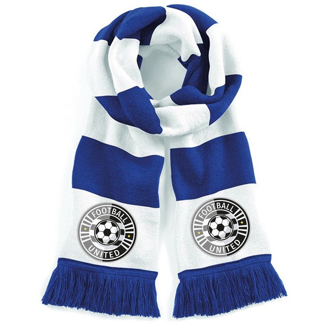 Blue and White Personalised Football Scarf for Your Team Printed Full ...
