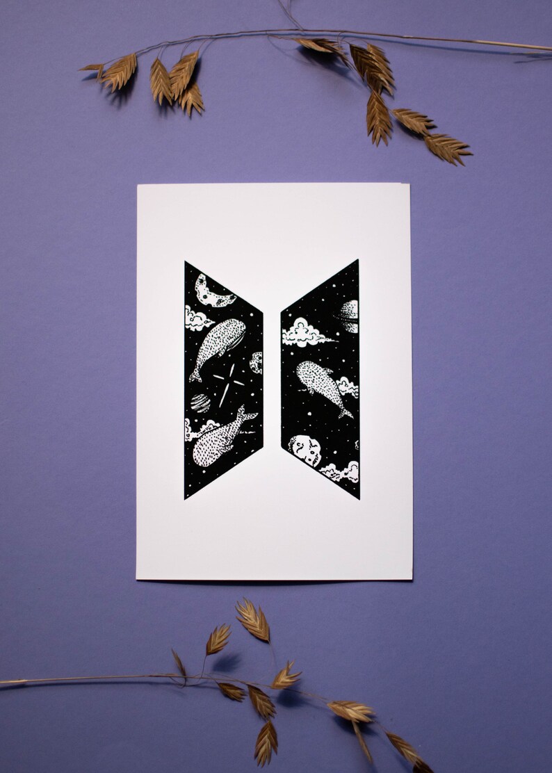 BTS ARMY Symbol Wall Art | BTS Logo Whales in Cosmos Art | Whalien 52 ...