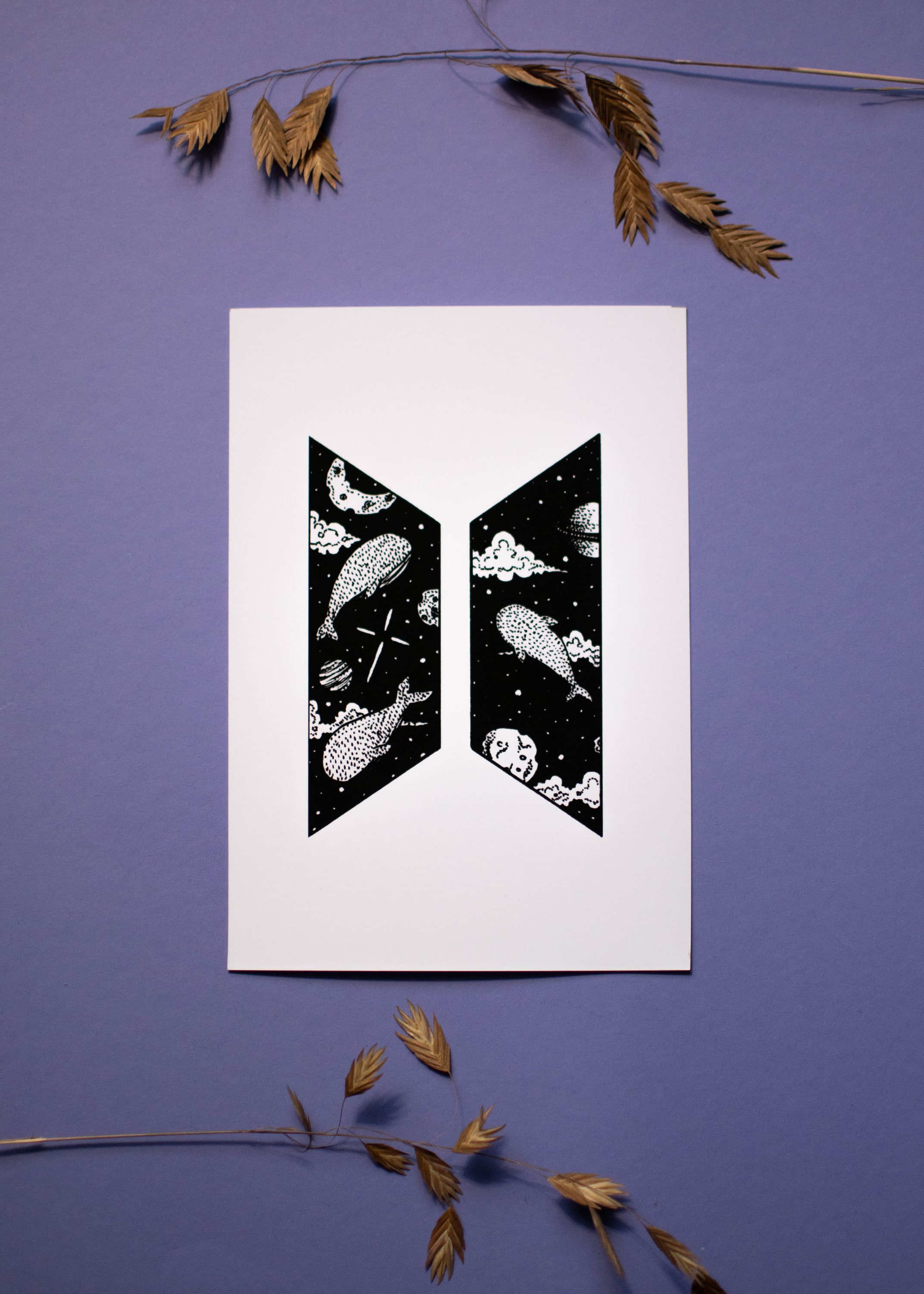 BTS ARMY Symbol Wall Art | BTS Logo Whales in Cosmos Art | Whalien 52 ...