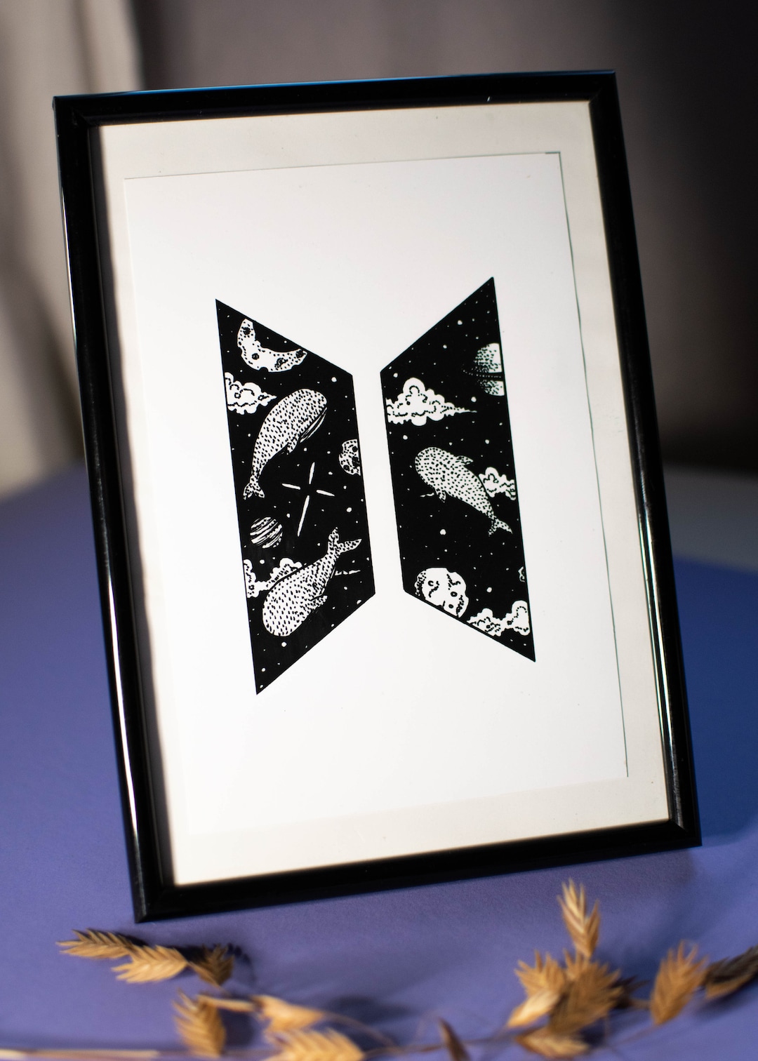 BTS ARMY Symbol Wall Art | BTS Logo Whales in Cosmos Art | Whalien 52 ...