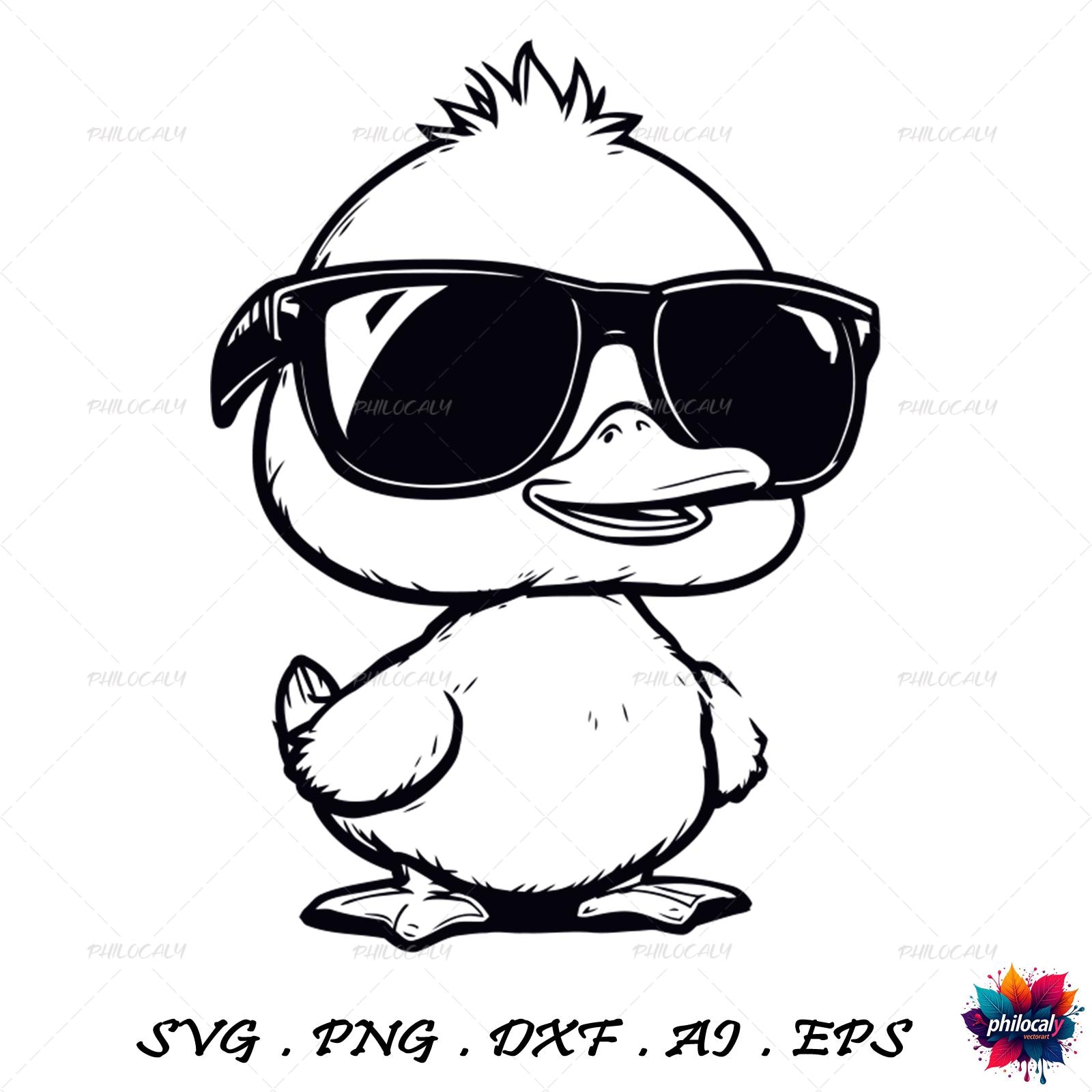 Duck With Sunglasses Svg & Png, Rubber Duck Clipart, Duck Vector Image ...
