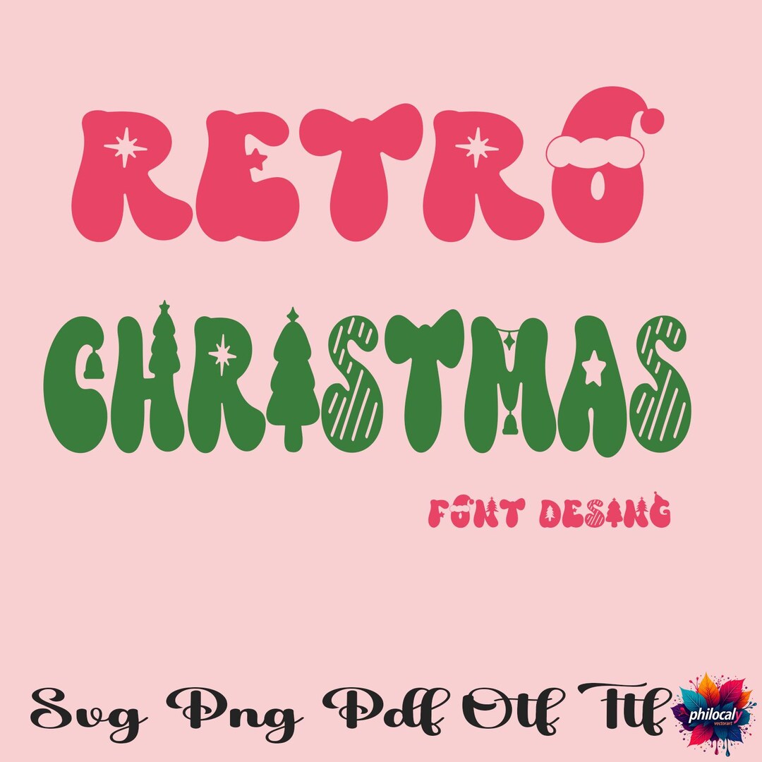 Retro Christmas Font : Groovy Holiday Crafting (digital Download) - Etsy