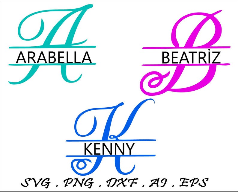 Split Monogram Alphabet SVG, DXF, PNG, Split Monogram Frame Alphabet ...