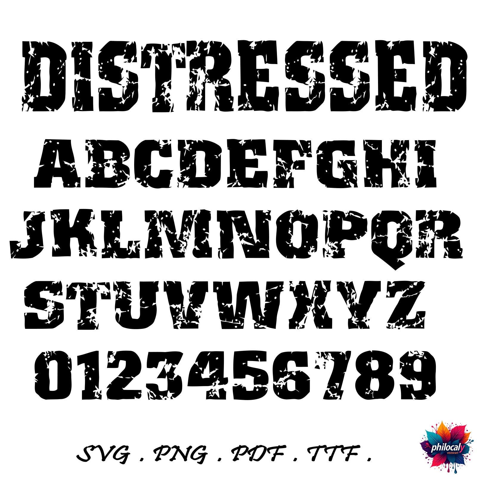 Distressed Font SVG Bundle, Grunge Letter TTF, Rough Texture Cricut ...