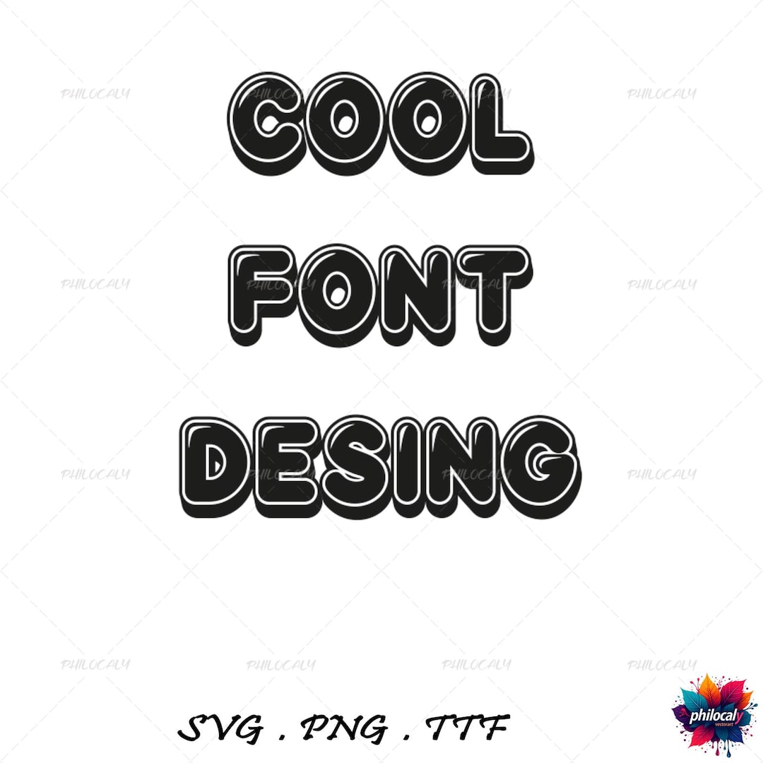 Cool Font SVG Bundle, Outline Letter TTF, Bubble Font Set, Cartoon Font ...