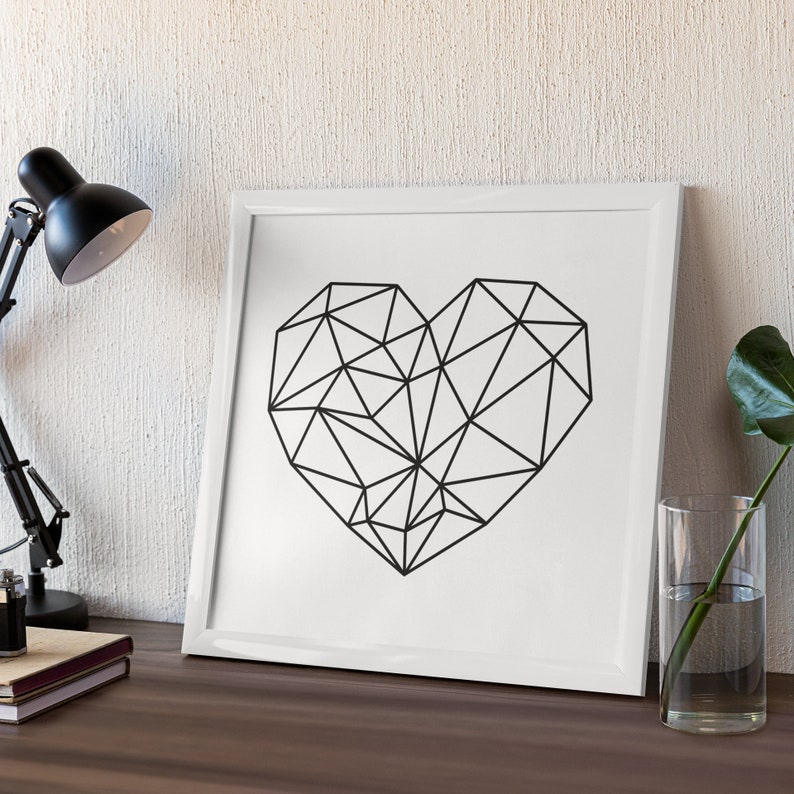 Geometric Heart SVG EPS Clipart Heart Svg Vector Digital - Etsy