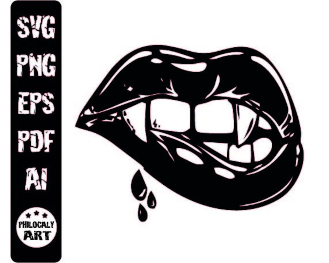 Biting Vampire Lips Svg Png, Lips Svg, Lips Clip Art, Gothic, Svg File ...