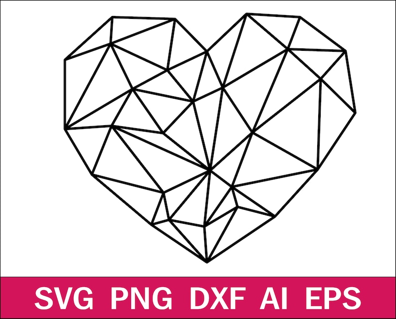 Geometric Heart SVG EPS Clipart Heart Svg Vector Digital - Etsy