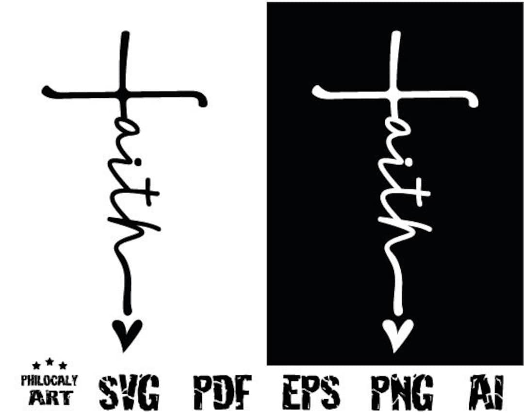 FAITH CROSS Script Svg Cut Files, Faith and Heart Hand Drwan ...