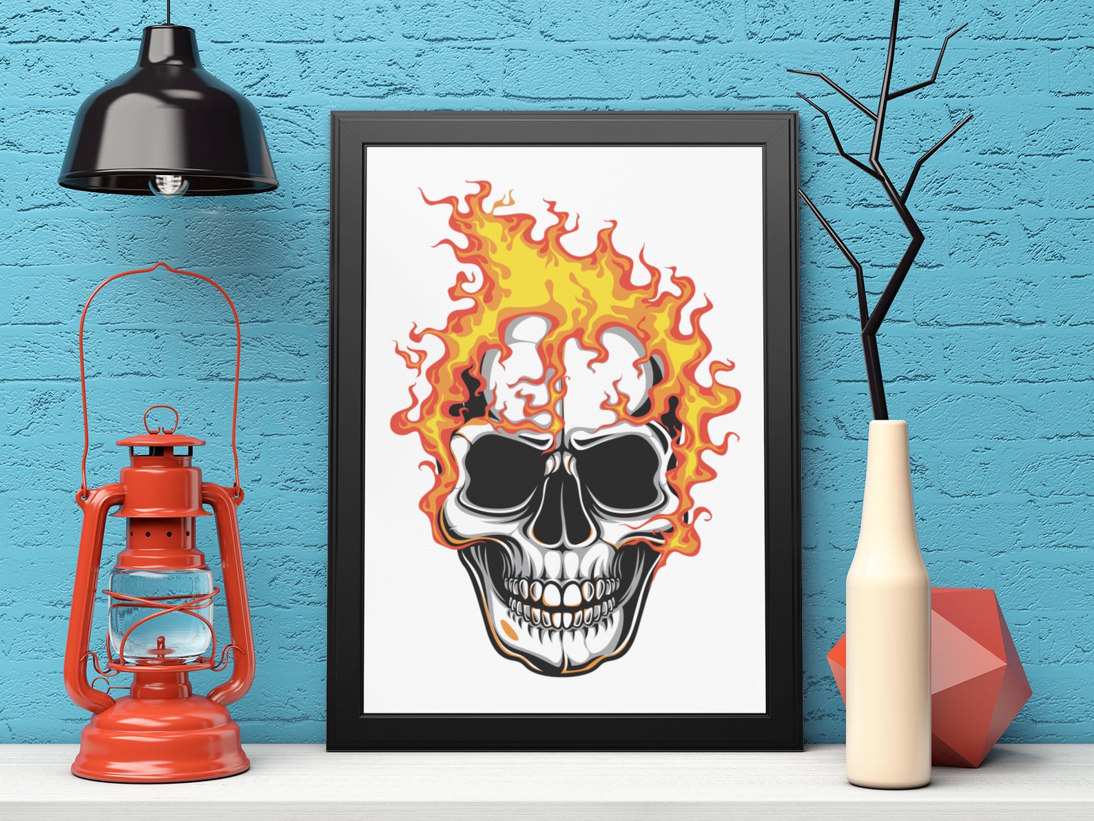 Skull Svg, Skull Grafic on Fire Flame Svg, Skull Clipart, Skull Png ...